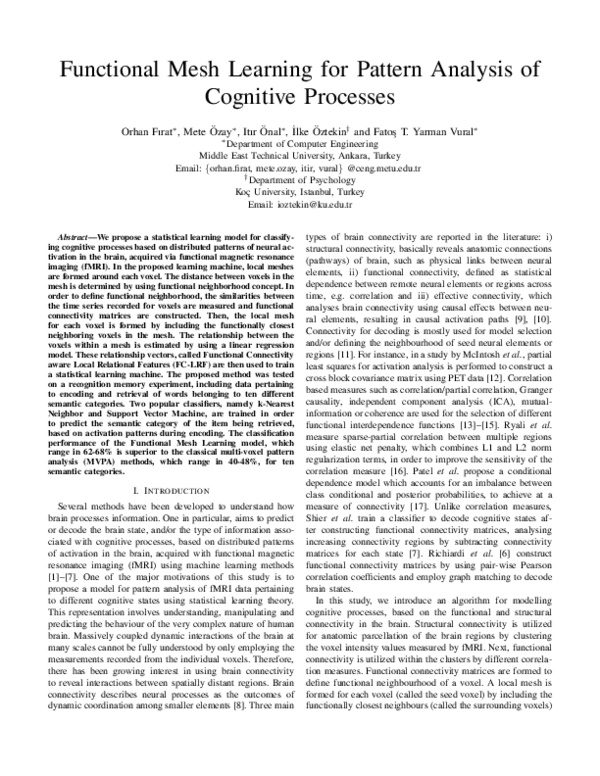 (PDF) Functional Mesh Learning for pattern analysis of cognitive processes