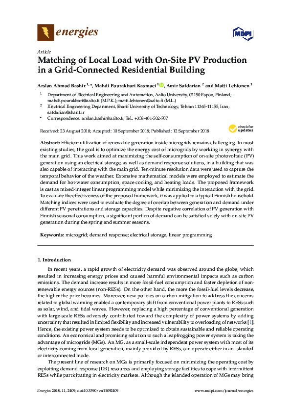 (PDF) Matching of Local Load with On-Site PV Production in a Grid ...