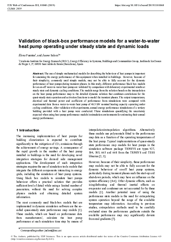 (PDF) Validation of black-box performance models for a water-to-water ...