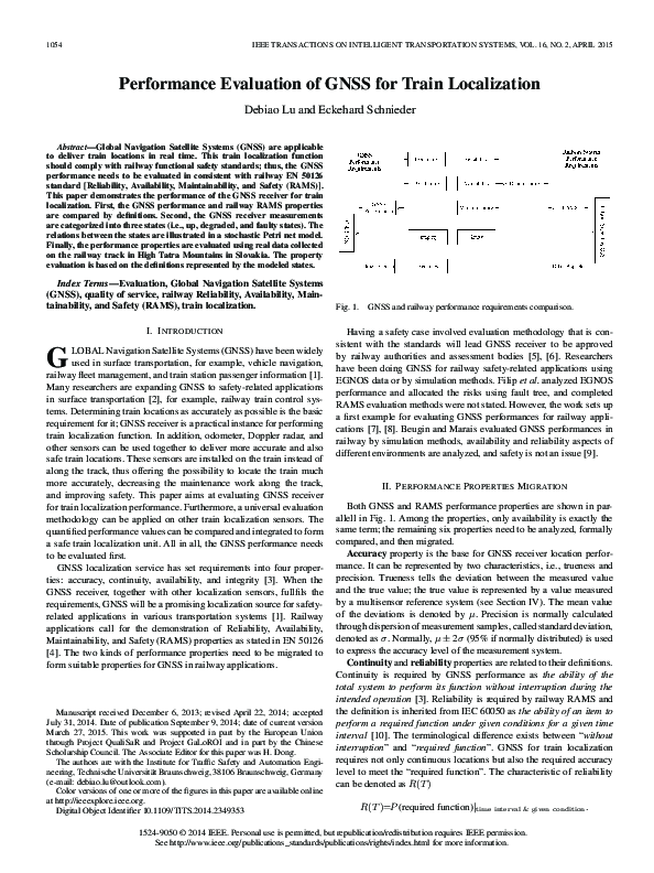 Pdf Performance Evaluation Of Gnss For Train Localization