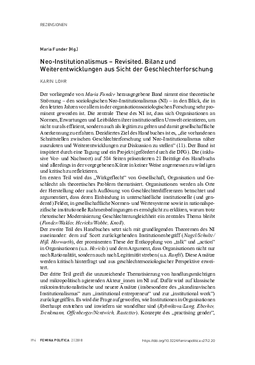 (PDF) Neo-Institutionalismus - Revisited