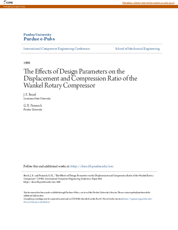 (PDF) The Effects of Design Parameters on the Displacement and Compression Ratio of the Wankel ...