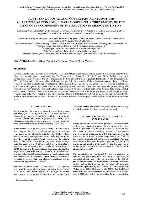 (PDF) Global Land Cover Mapping for Climate Modelling