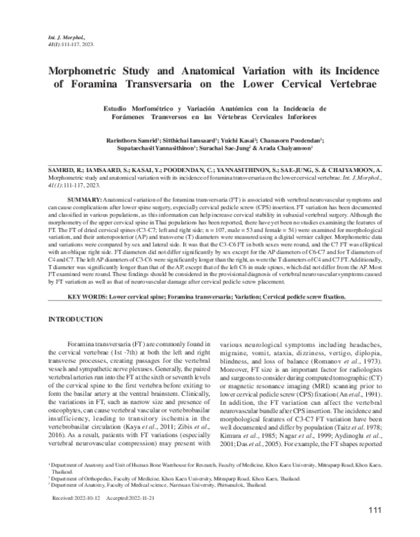(PDF) Morphometric Study and Anatomical Variation with its Incidence of ...