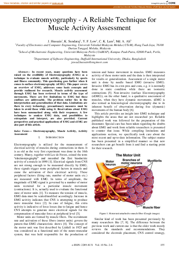 (PDF) Electromyography - A Reliable Technique for Muscle Activity ...