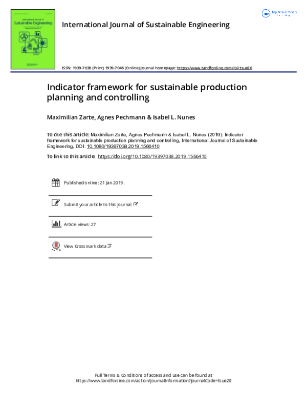 (PDF) Indicator framework for sustainable production planning and ...