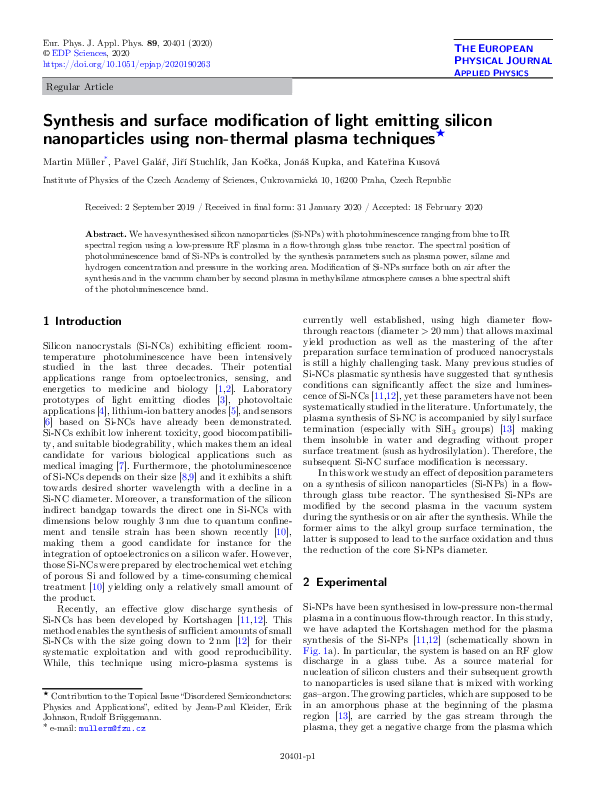 (PDF) Synthesis and surface modification of light emitting silicon ...