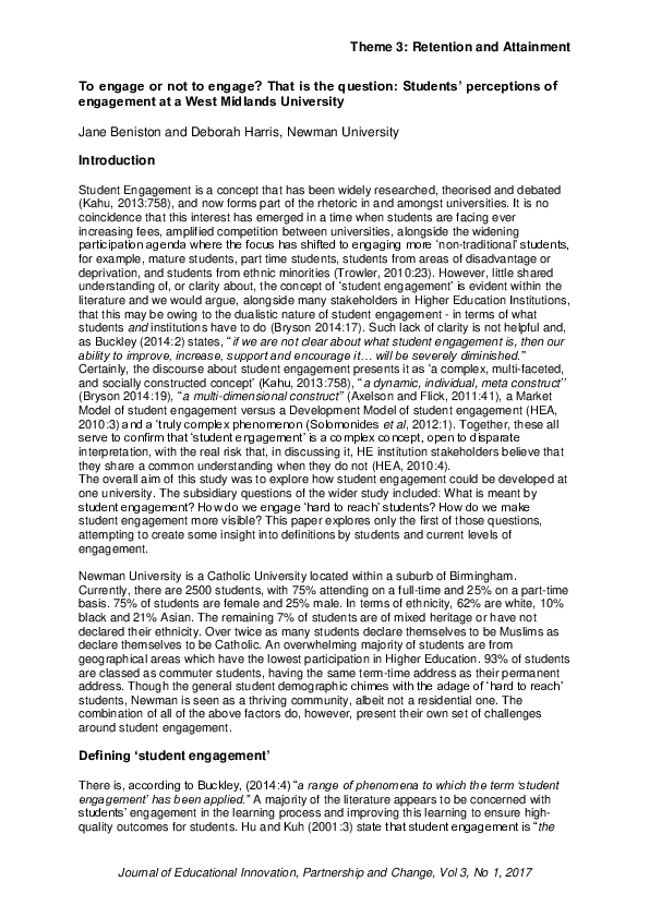 (PDF) To engage or not to engage? That is the question. Students ...