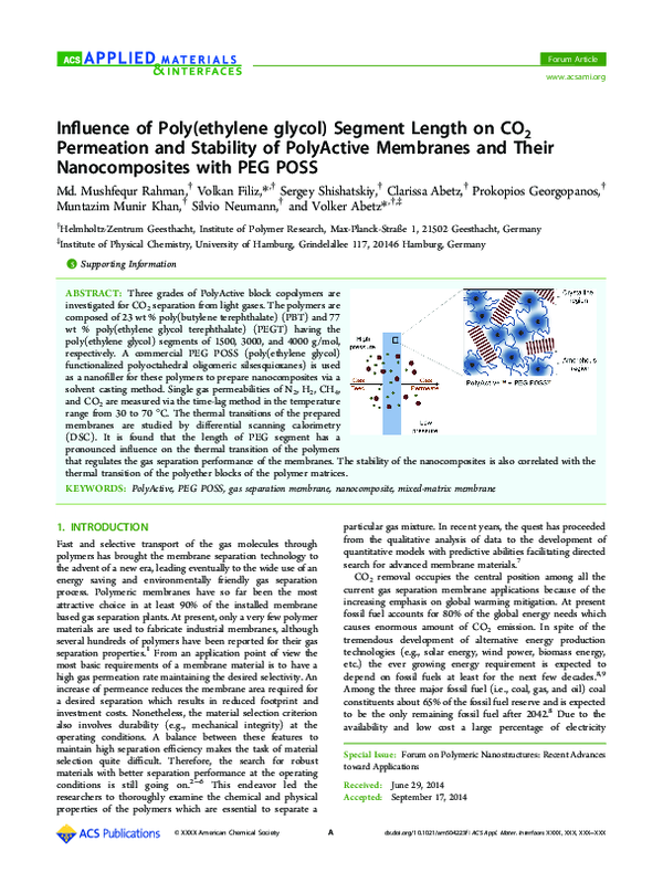 (PDF) Influence of Poly(ethylene glycol) Segment Length on CO2 ...