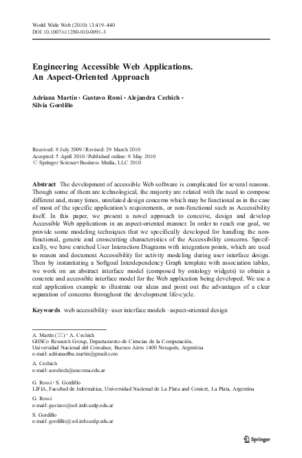 Pdf Engineering Accessible Web Applications An Aspect Oriented Approach 