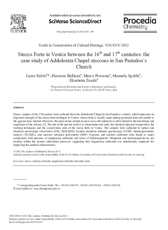 (PDF) Stucco Forte in Venice between the 16th and 17th Centuries: The ...