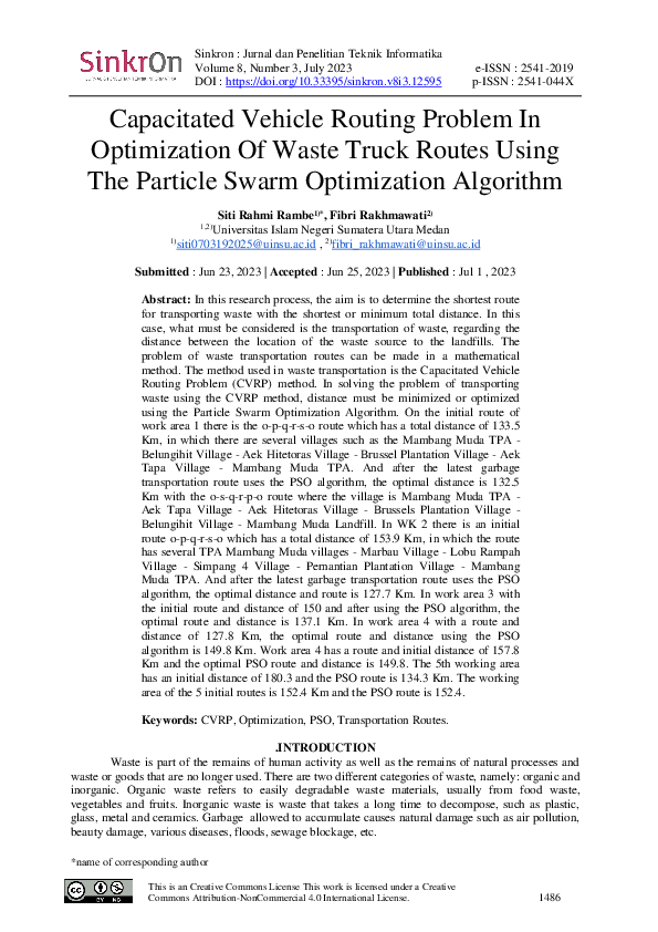 (PDF) Capacitated Vehicle Routing Problem In Optimization Of Waste ...
