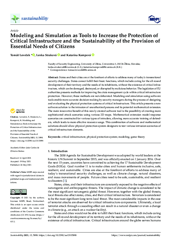 (PDF) Modeling and Simulation as Tools to Increase the Protection of Critical Infrastructure and ...