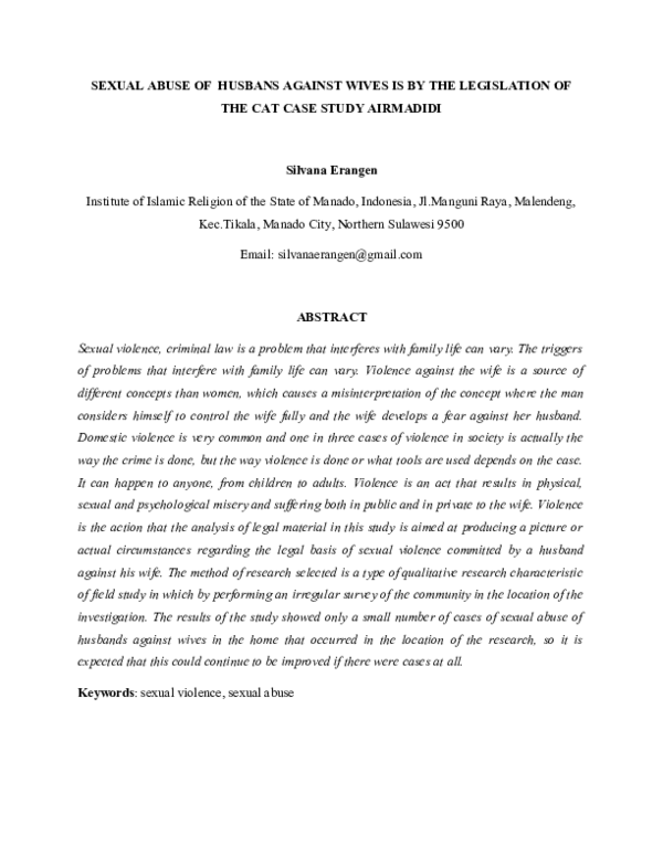 (DOC) SEXUAL ABUSE OF HUSBANS AGAINST WIVES IS BY THE LEGISLATION OF THE CAT CASE STUDY ...