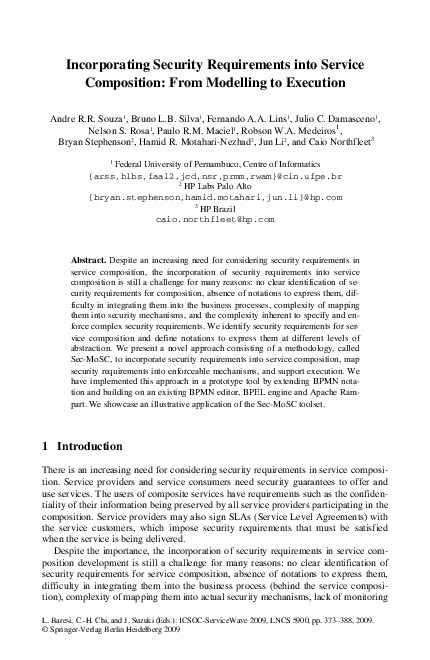 (PDF) Incorporating Security Requirements into Service Composition: From Modelling to Execution ...