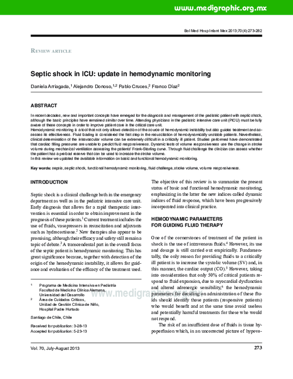 (PDF) Septic shock in ICU: update in hemodynamic monitoring