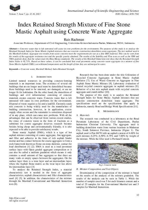 (PDF) Index Retained Strength Mixture of Fine Stone Mastic Asphalt ...