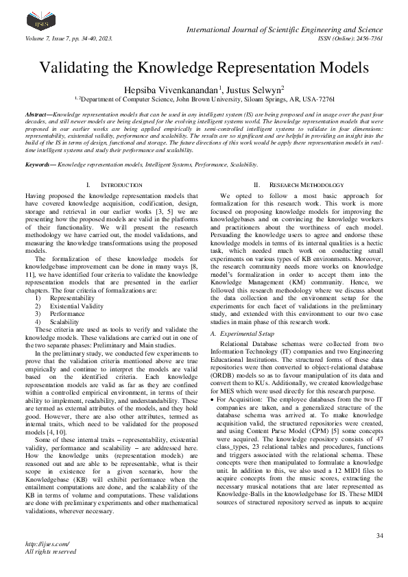 (PDF) Validating the Knowledge Representation Models