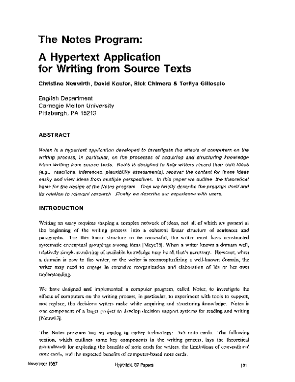 (PDF) The Notes program