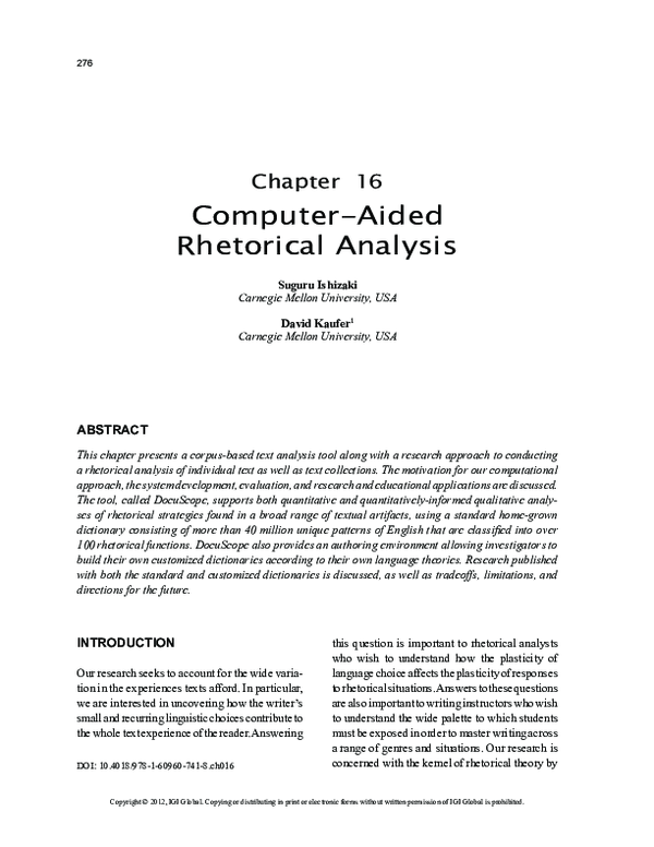 (PDF) Computer-Aided Rhetorical Analysis