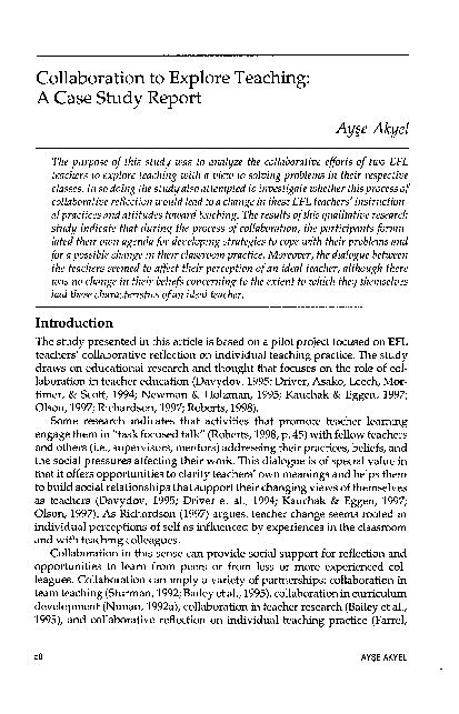 (PDF) Collaboration to Explore Teaching: A Case Study Report