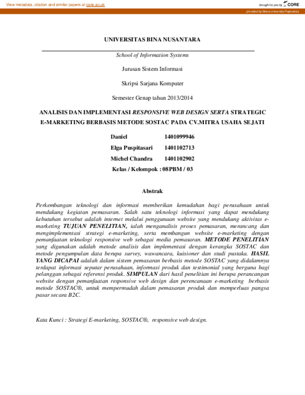 (PDF) Analisis Dan Implementasi Responsive Web Design Serta Strategic E ...