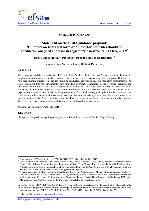 (PDF) Statement on the FERA guidance proposal: ‘Guidance on how aged ...