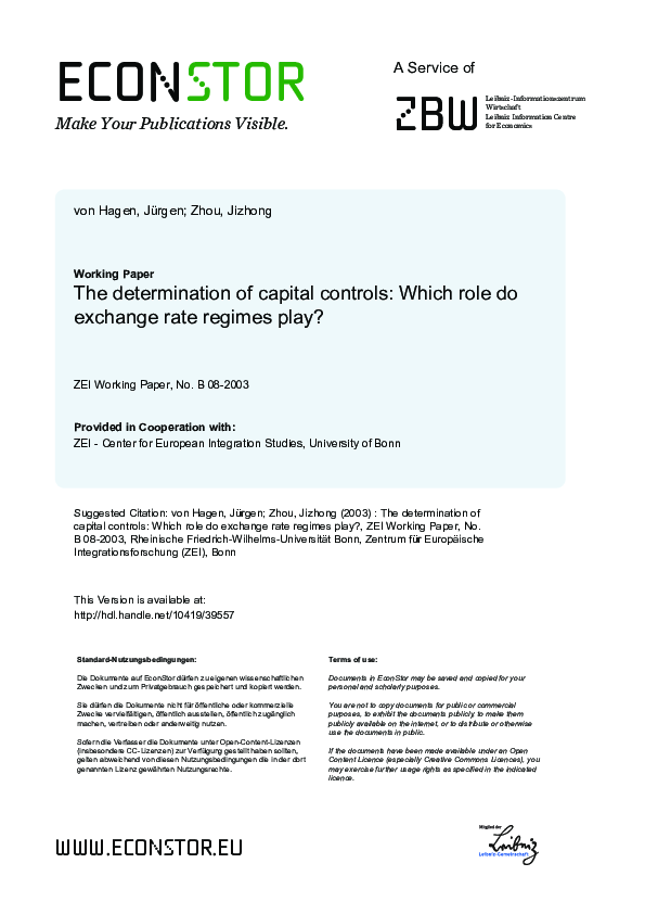(PDF) The determination of capital controls: Which role do exchange ...