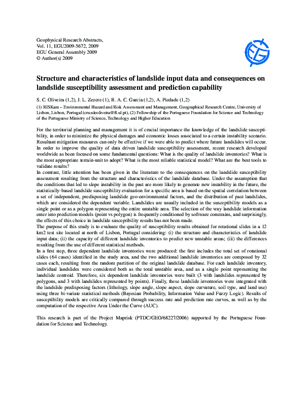 Pdf Structure And Characteristics Of Landslide Input Data And