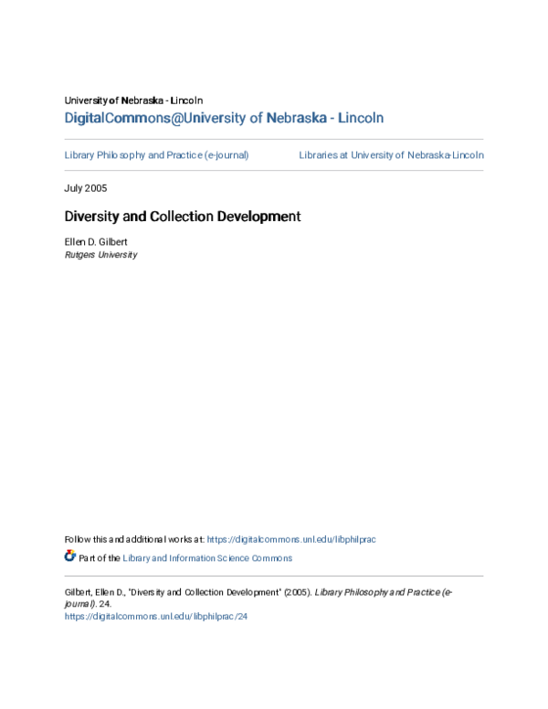 (PDF) Diversity and Collection Development