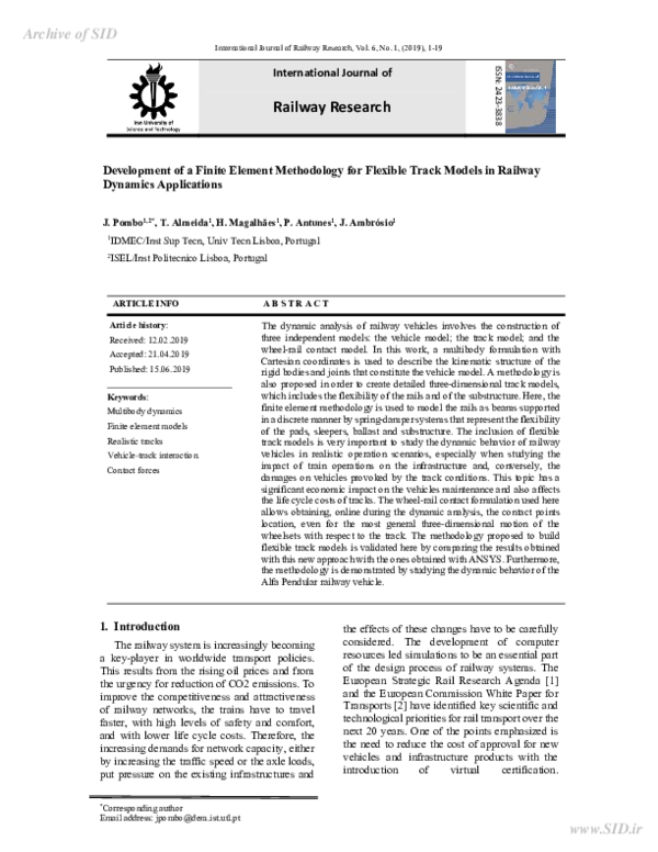 (PDF) Development of a Finite Element Methodology for Flexible Track Models in Railway Dynamics ...