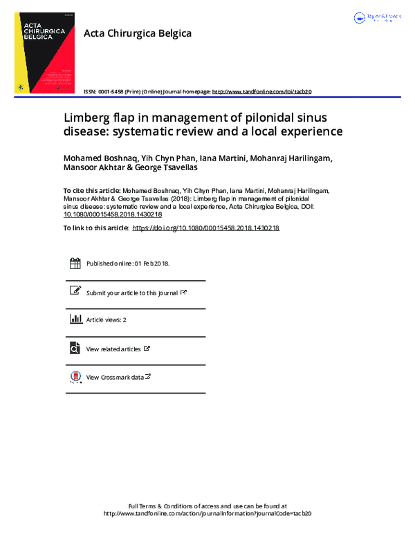 (PDF) Limberg flap in management of pilonidal sinus disease: systematic ...