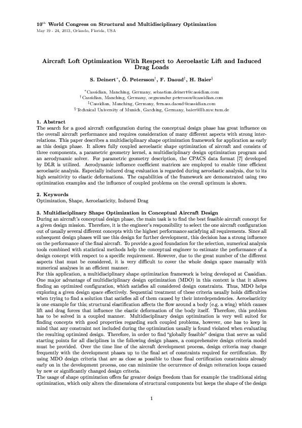 (PDF) Aircraft Loft Optimization With Respect to Aeroelastic Lift and ...