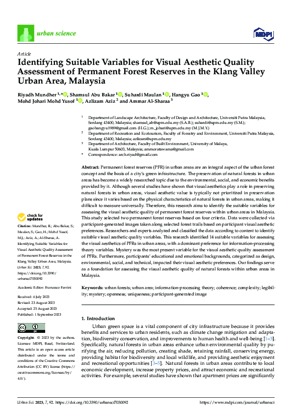 (PDF) Identifying Suitable Variables for Visual Aesthetic Quality ...