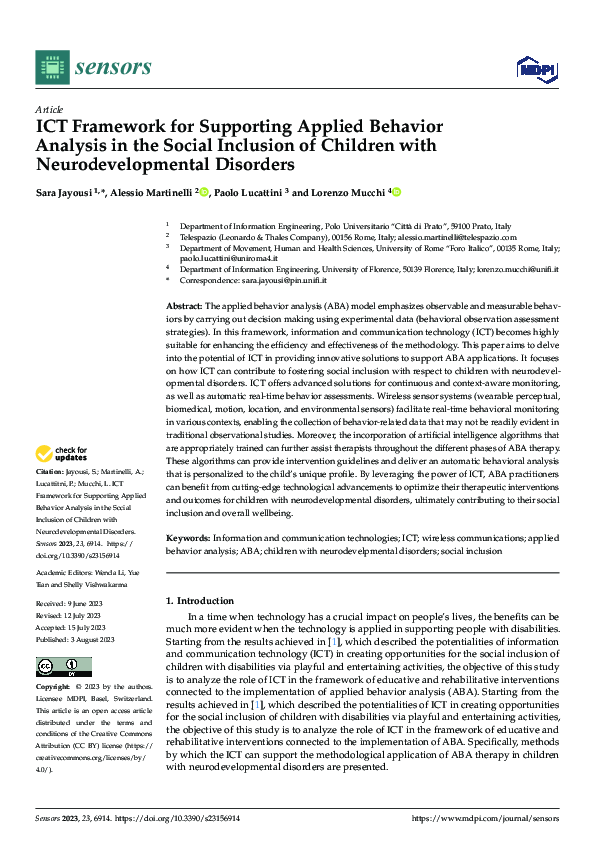 (PDF) ICT Framework for Supporting Applied Behavior Analysis in the Social Inclusion of Children ...