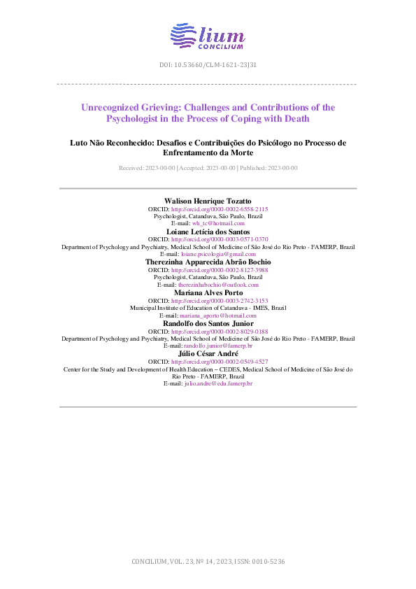 (PDF) Unrecognized grieving: challenges and contributions of the ...
