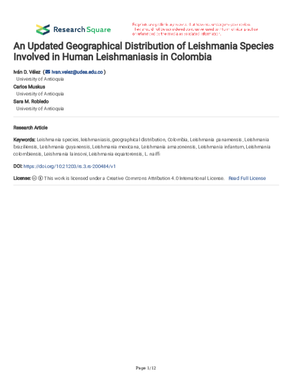 (PDF) An Updated Geographical Distribution of Leishmania Species ...