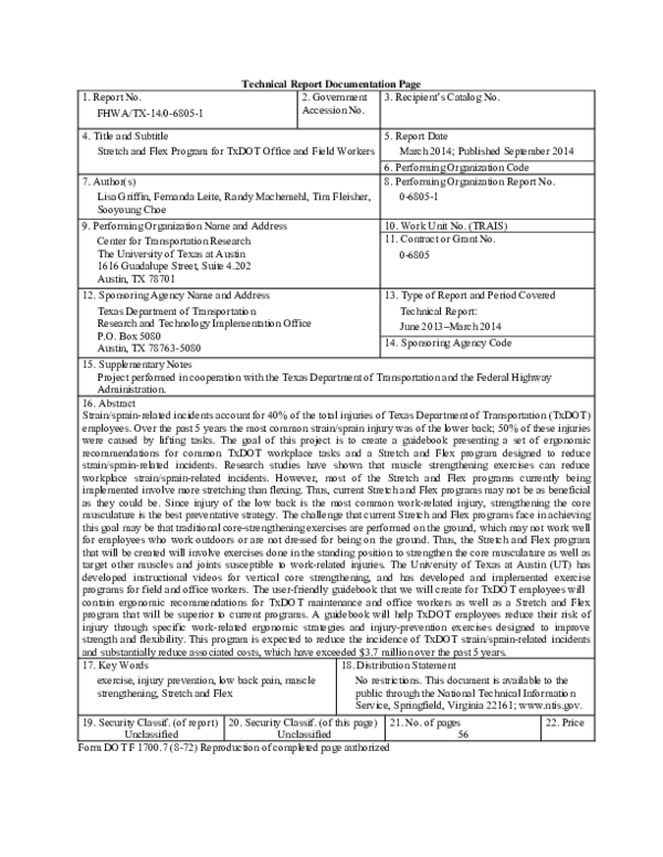 (PDF) Stretch and Flex Program for TxDOT Office and Field Workers