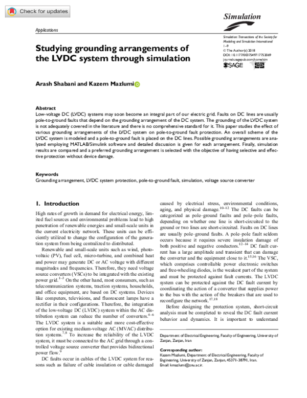 (PDF) Studying grounding arrangements of the LVDC system through ...