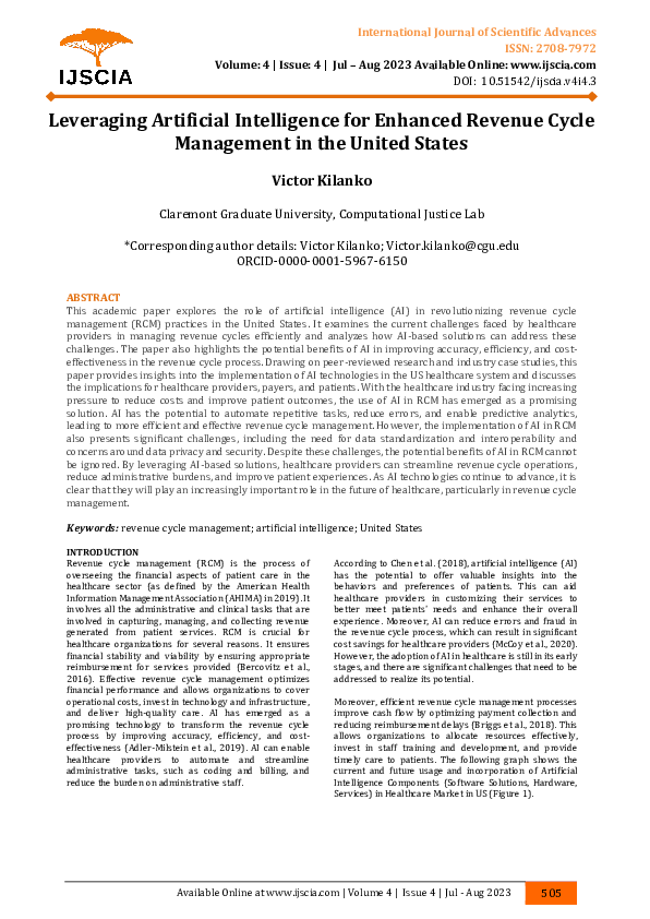 (PDF) Leveraging Artificial Intelligence for Enhanced Revenue Cycle ...