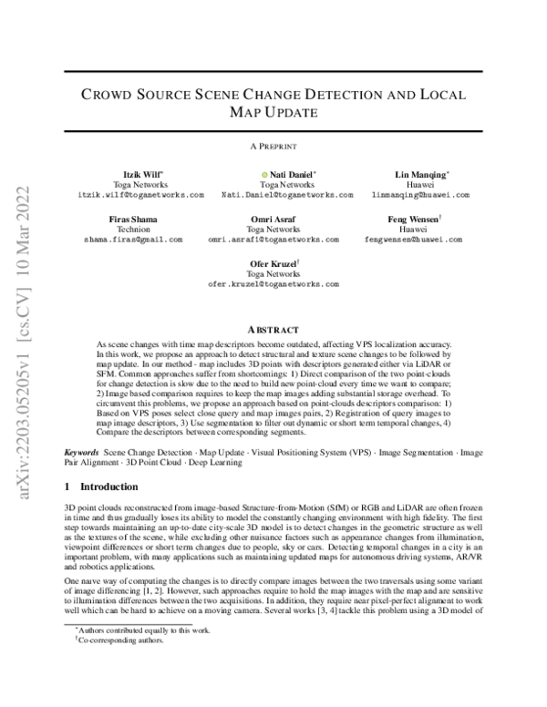 (PDF) Crowd Source Scene Change Detection and Local Map Update