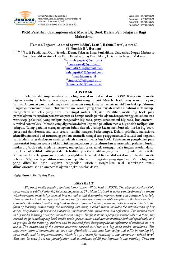 (PDF) PKM Pelatihan Dan Implementasi Media Big Book Dalam Pembelajaran ...