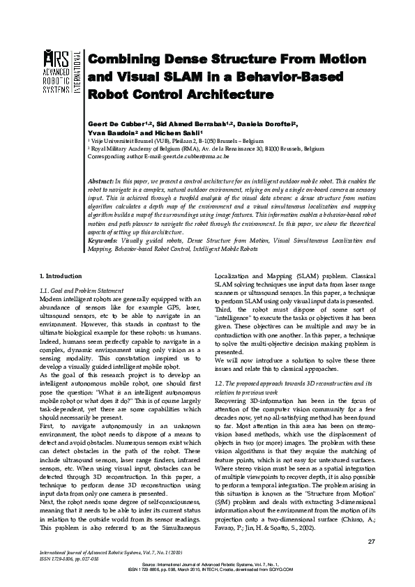 (PDF) Combining Dense Structure From Motion and Visual SLAM in a Behavior-Based Robot Control ...