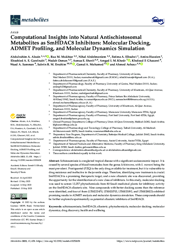 (PDF) Computational Insights into Natural Antischistosomal Metabolites ...