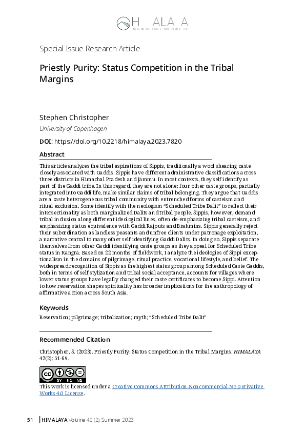 (PDF) Priestly Purity: Status Competition in the Tribal Margins ...