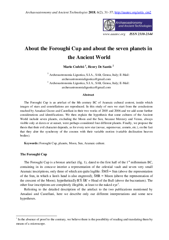 (PDF) About the Foroughi Cup and about the seven planets in the Ancient ...