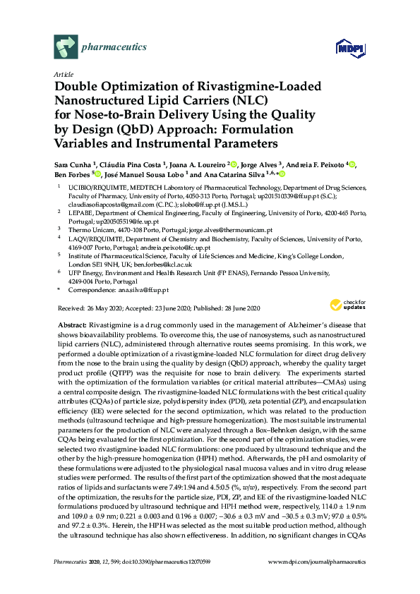(PDF) Double Optimization of Rivastigmine-Loaded Nanostructured Lipid ...