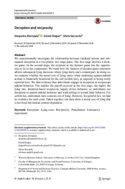 (PDF) Deception and reciprocity