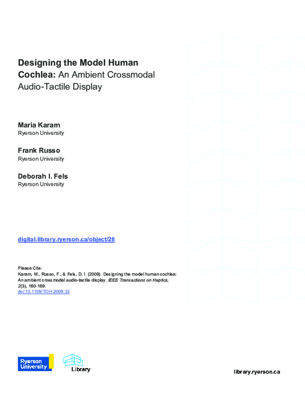 (PDF) Designing the Model Human Cochlea: An Ambient Crossmodal Audio-Tactile Display