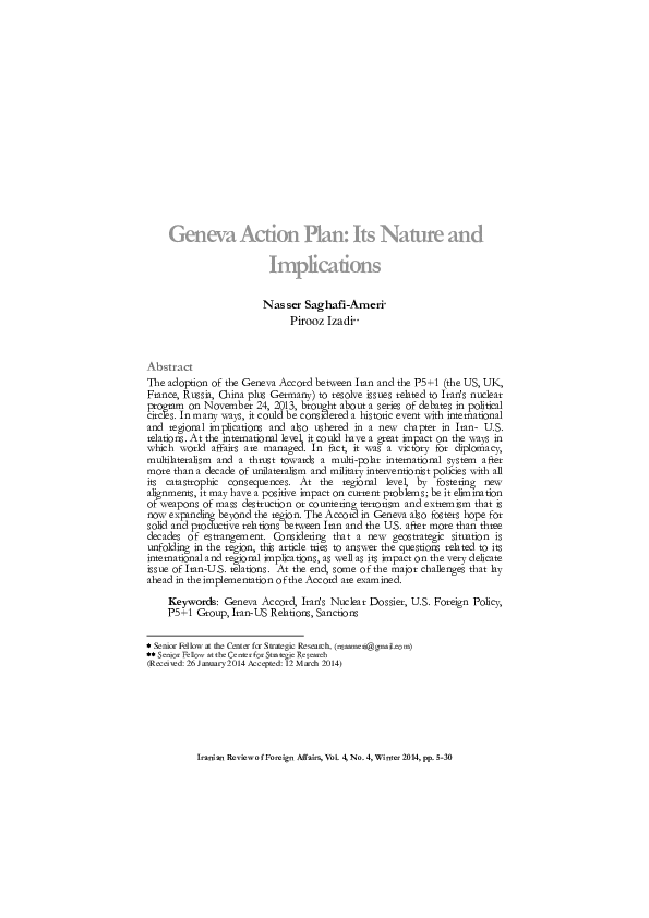 (PDF) Geneva Action Plan: Its Nature and Implications